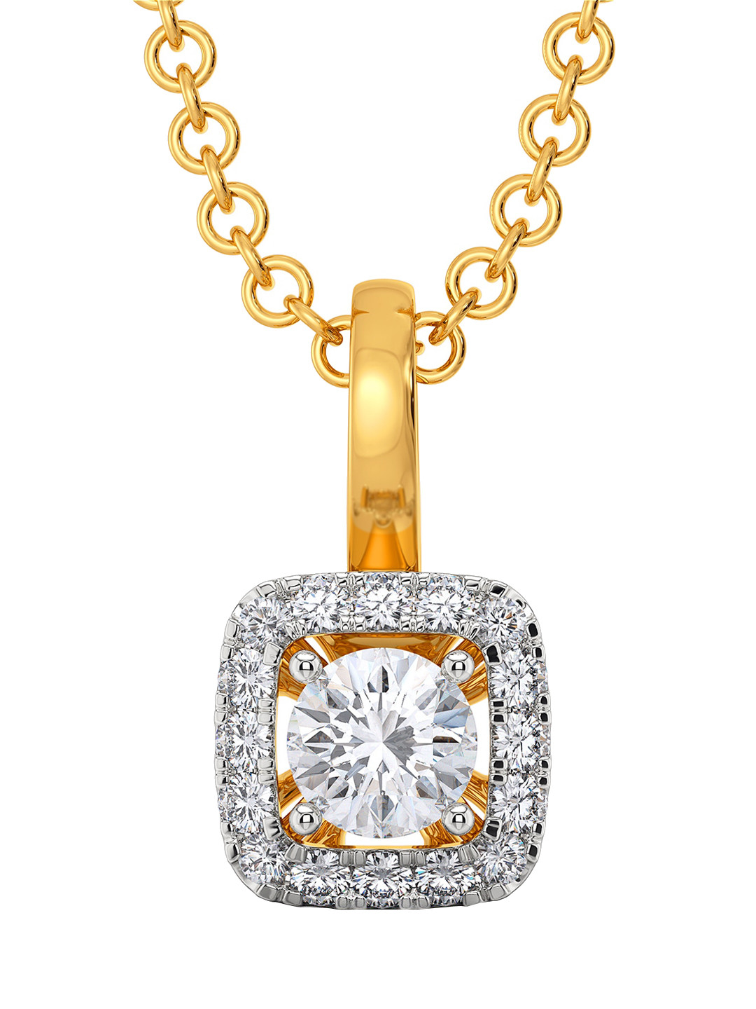 Buy MELORRA 18KT Four Squared Gold Diamond Pendant 0.97 G - Pendant ...
