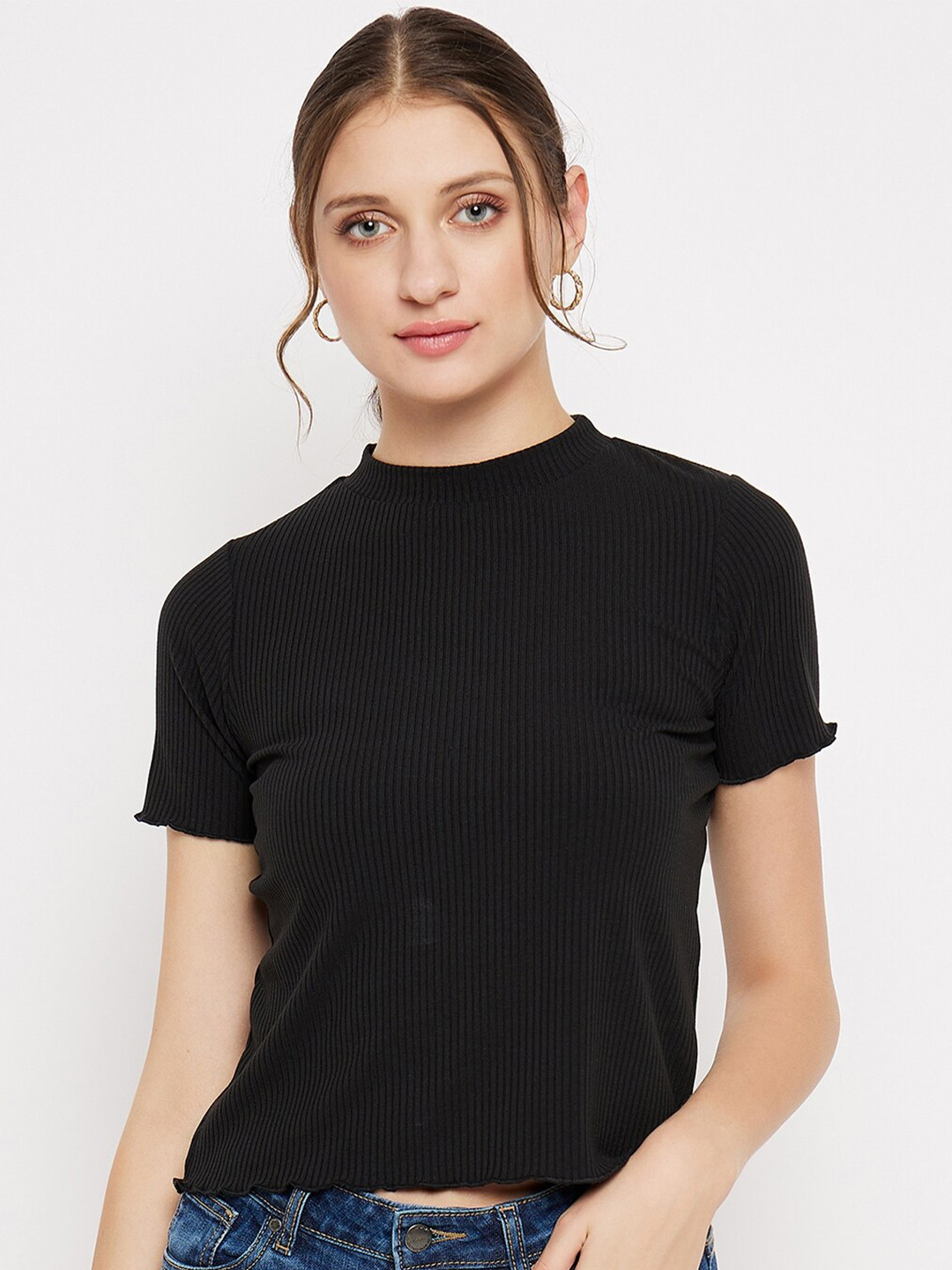 Buy Madame Knitted Ribbed Fitted Top - Tops for Women 22392158 | Myntra
