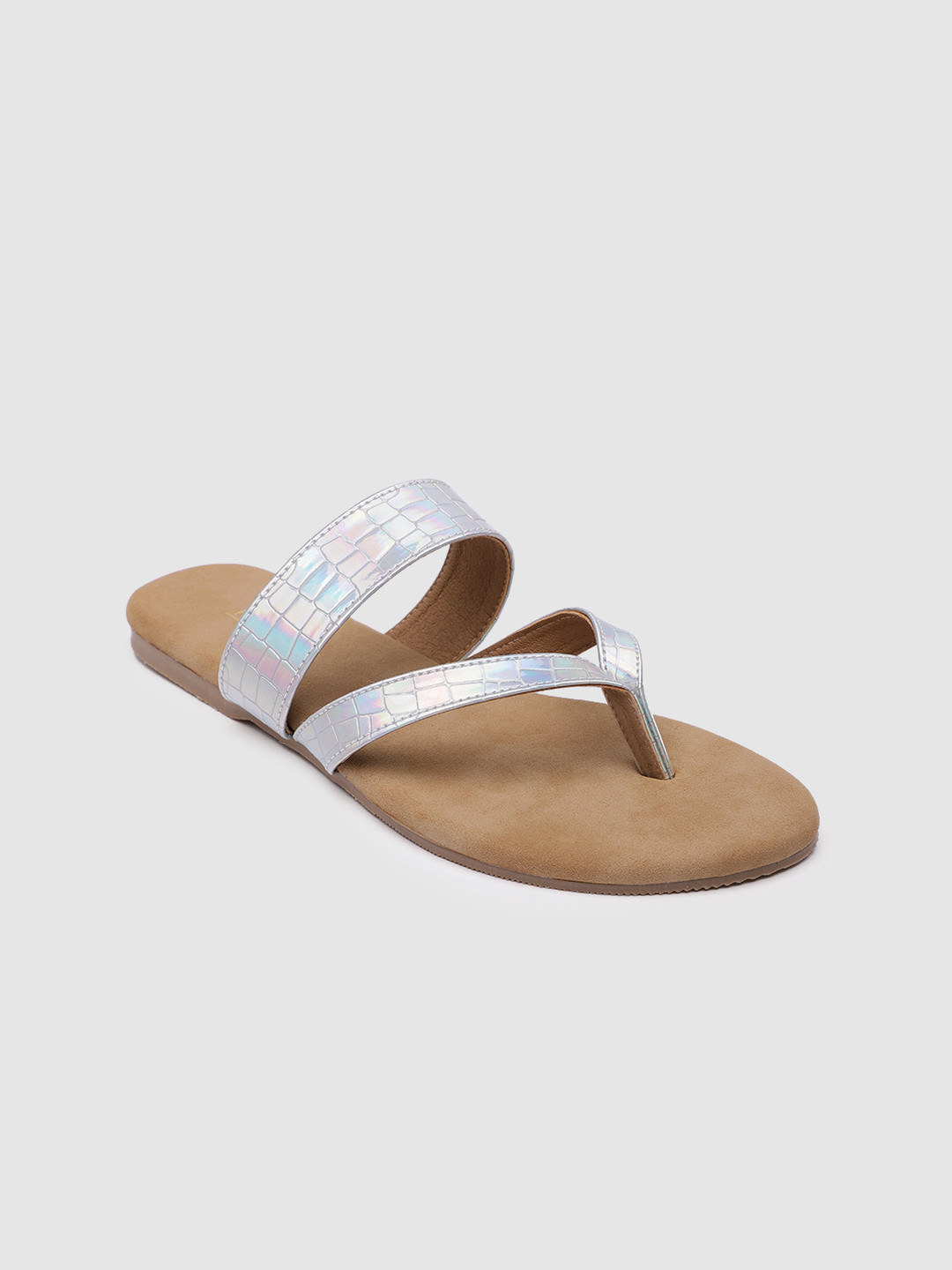 Buy Inc 5 Women Textured Open Toe Flats With Iridescent Effect - Flats ...