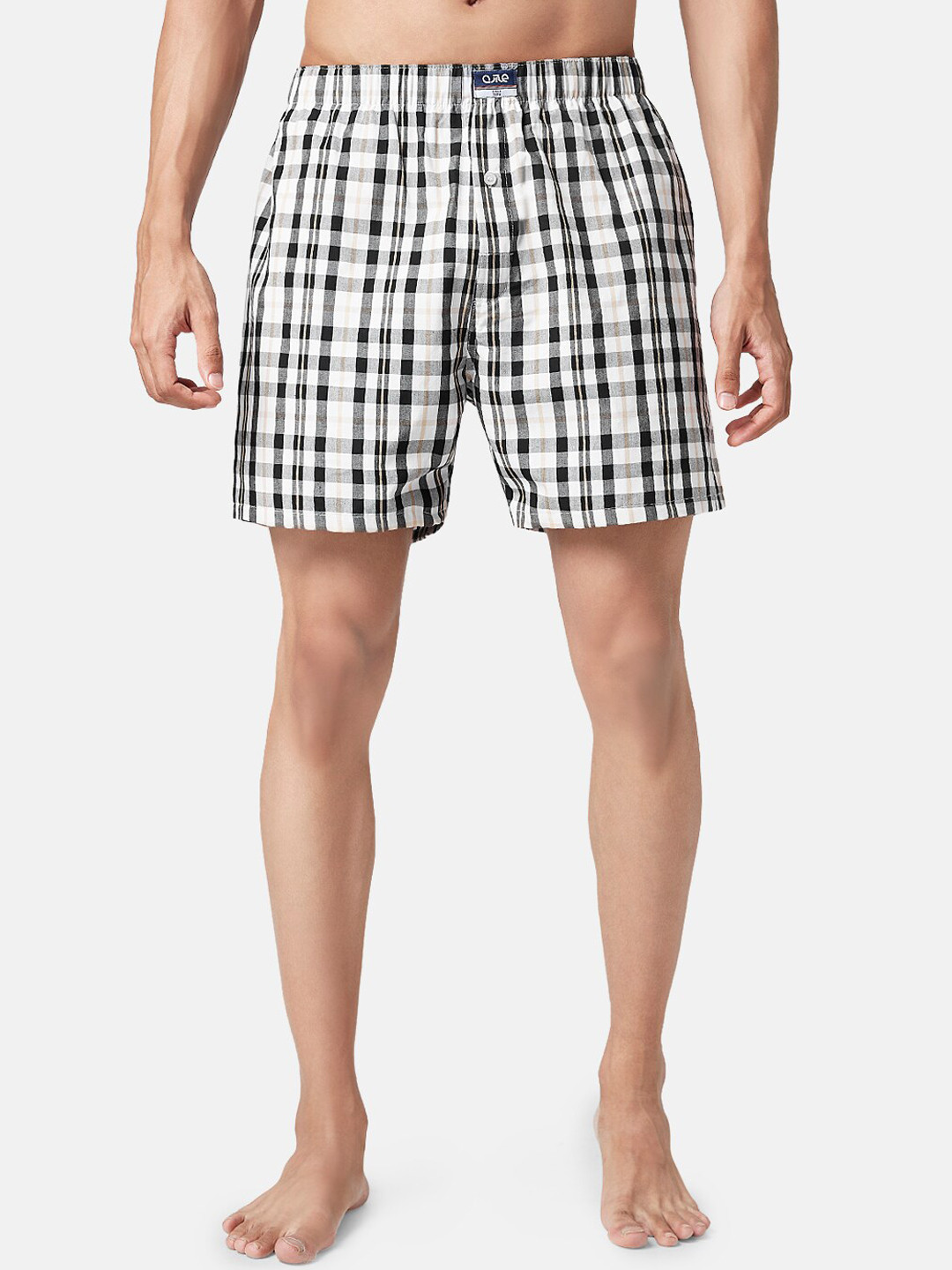 Buy Ajile By Pantaloons Men Mid Rise Checked Pure Cotton Boxers ...