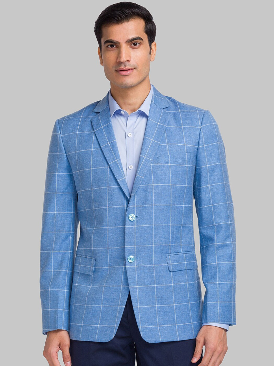 Buy Park Avenue Checked Single Breasted Slim Fit Blazer - Blazers for ...