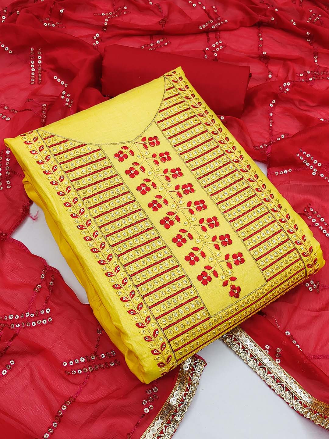 Buy KALINI Floral Embroidered Unstitched Dress Material - Dress ...