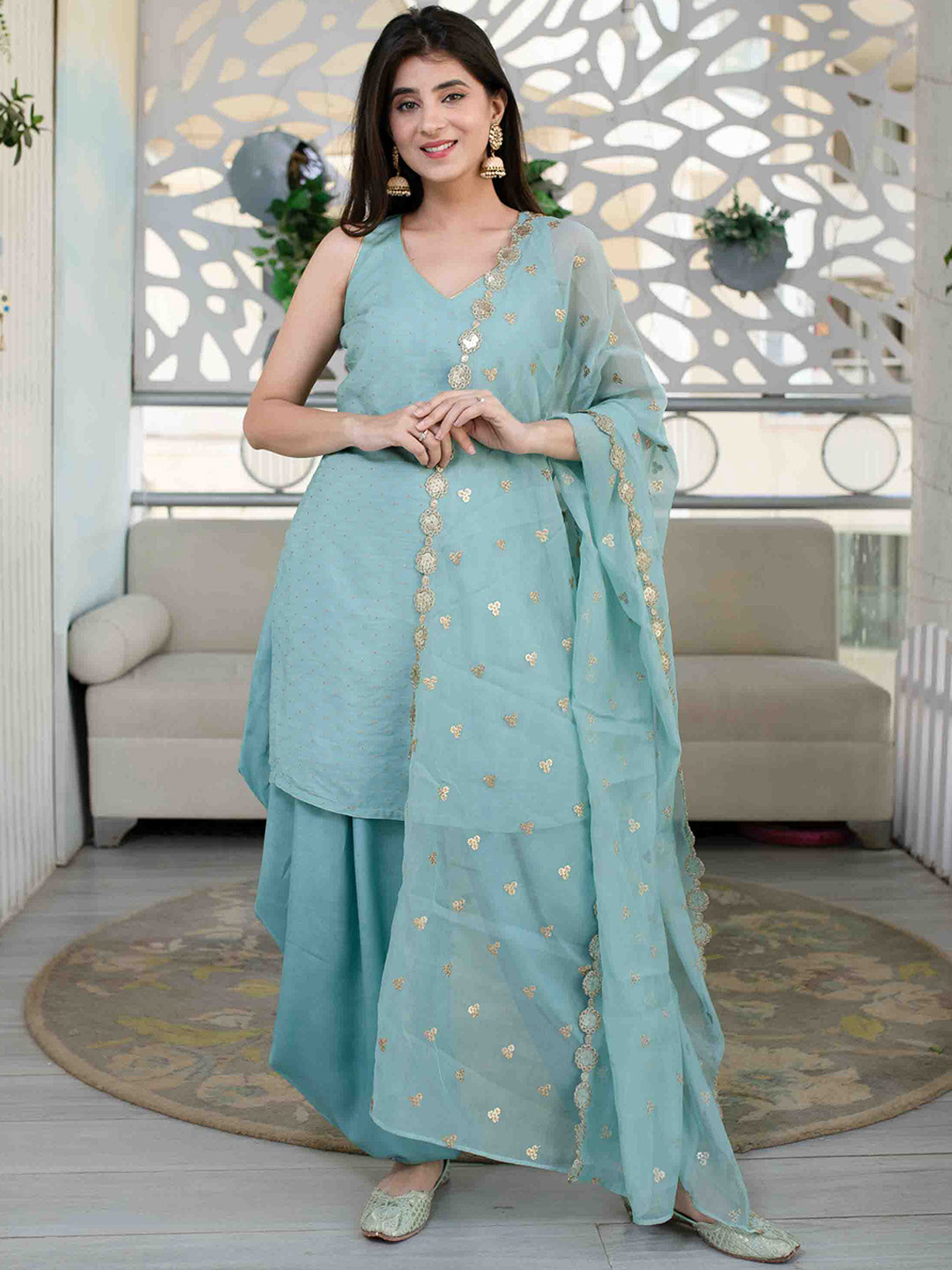 Buy Label Shaurya Sanadhya Ethnic Motifs Regular Kurta With Patiala ...