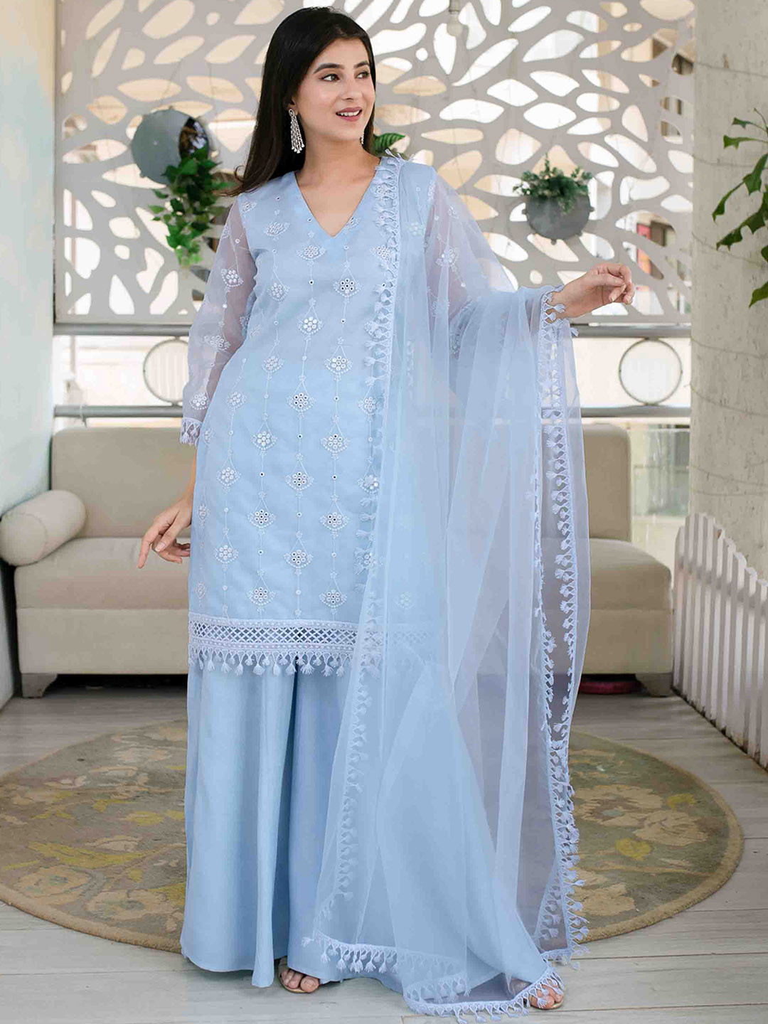 Buy Label Shaurya Sanadhya Ethnic Motifs Embroidered Thread Work Kurta ...