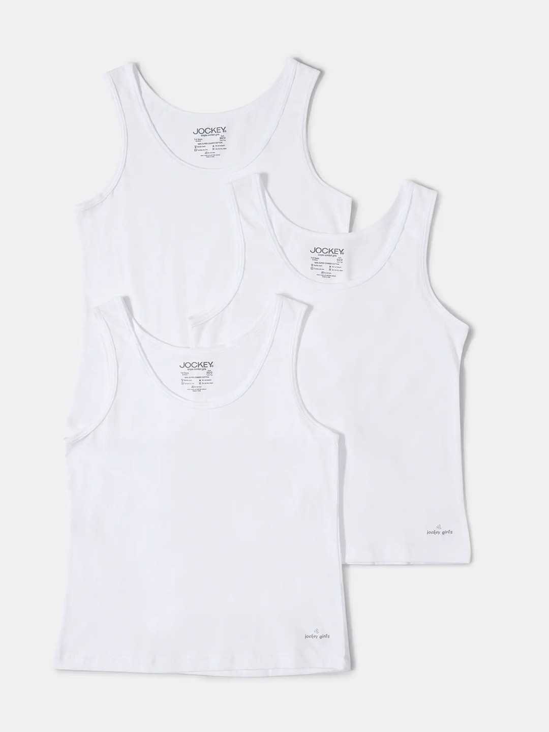 Buy Jockey Girls Pack Of 3 Super Combed Cotton Solid Round Neck Inner ...