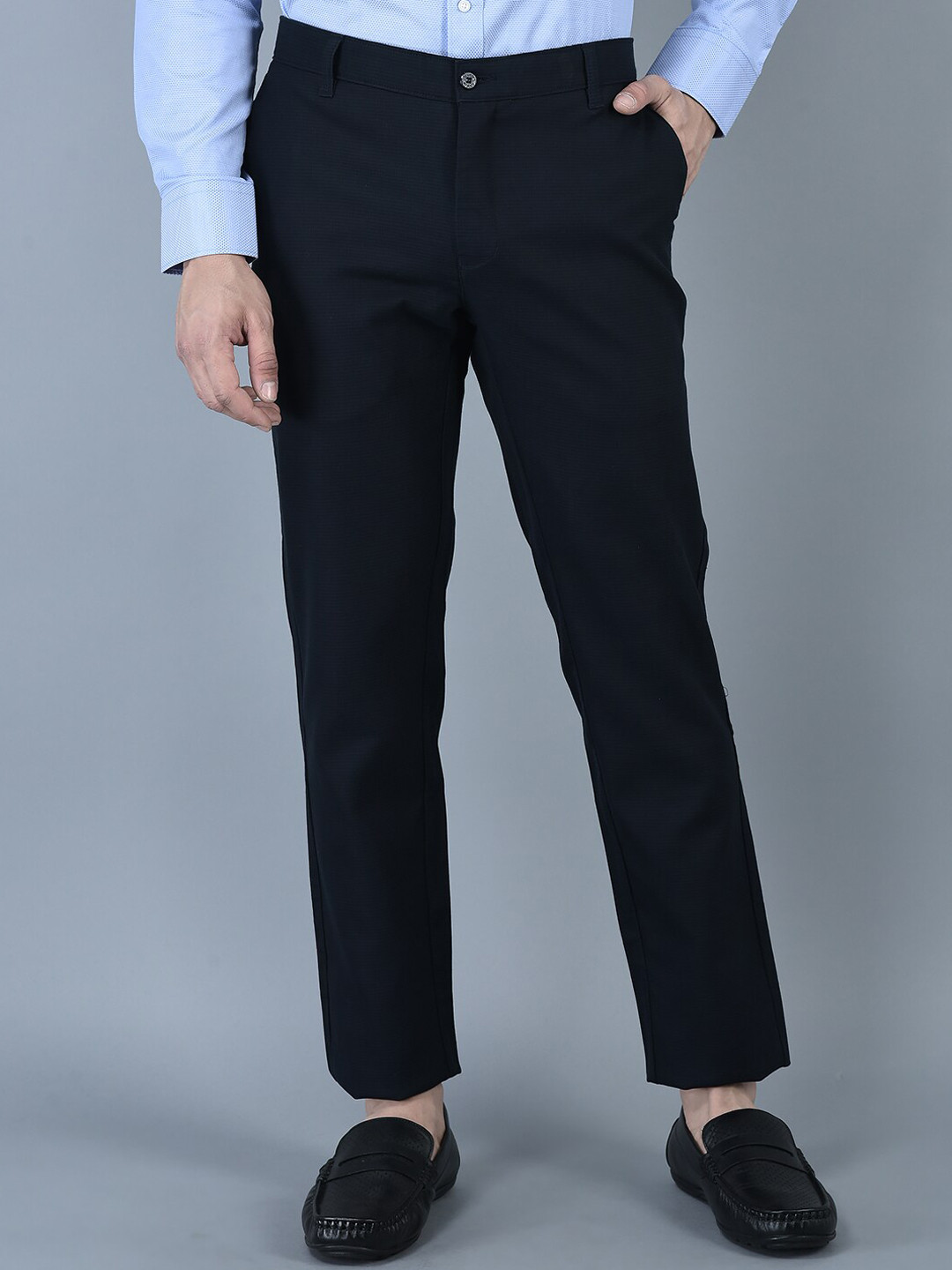 Buy CANOE Men Smart Straight Fit Easy Wash Formal Trousers - Trousers ...