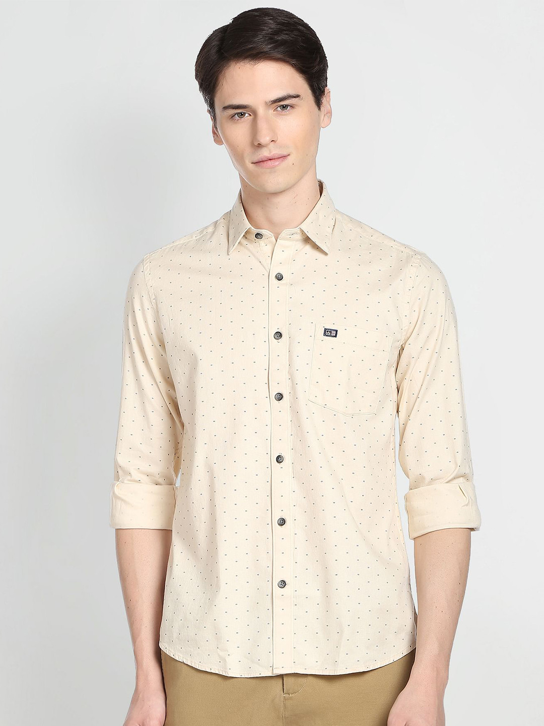 Buy Arrow Sport Micro Disty Printed Spread Collar Slim Fit Casual Shirt ...