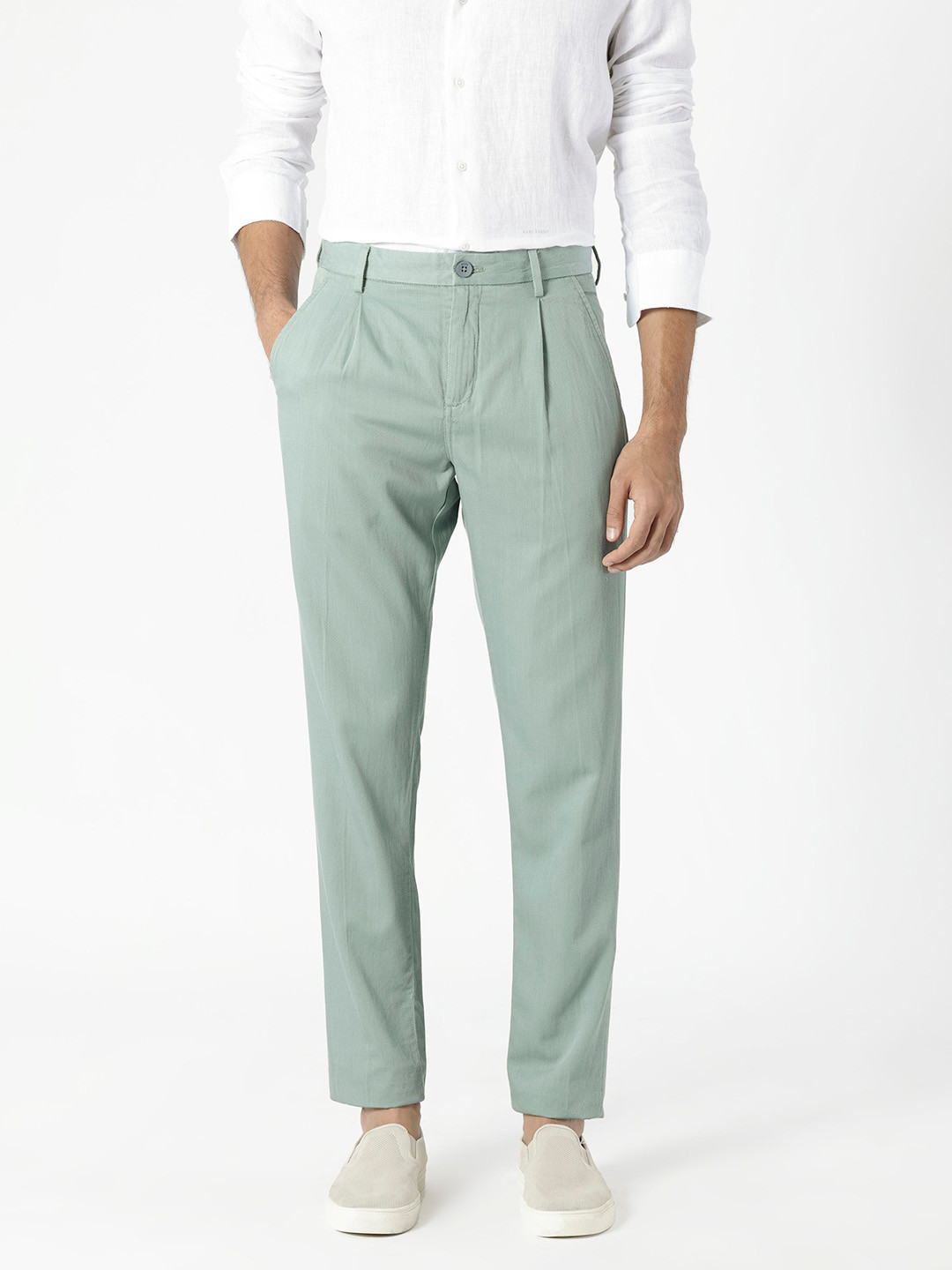 Buy RARE RABBIT Men Lyte Mid Rise Slim Fit Cotton Trouser - Trousers ...