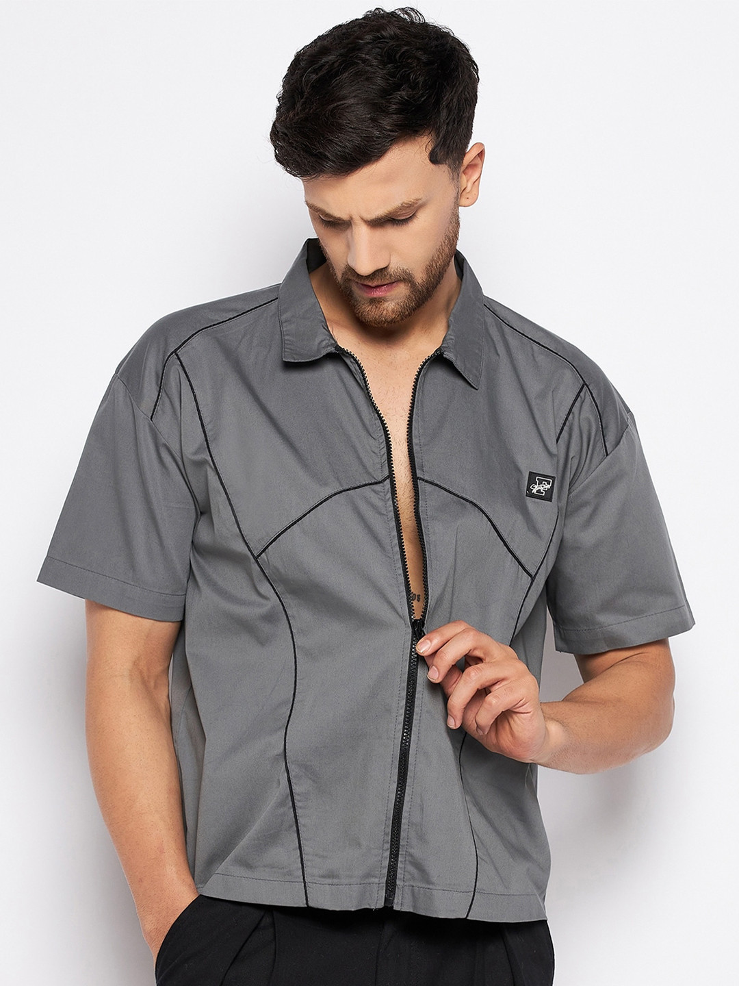 Buy FUGAZEE Relaxed Boxy Opaque Casual Shirt - Shirts for Men 22410302 ...