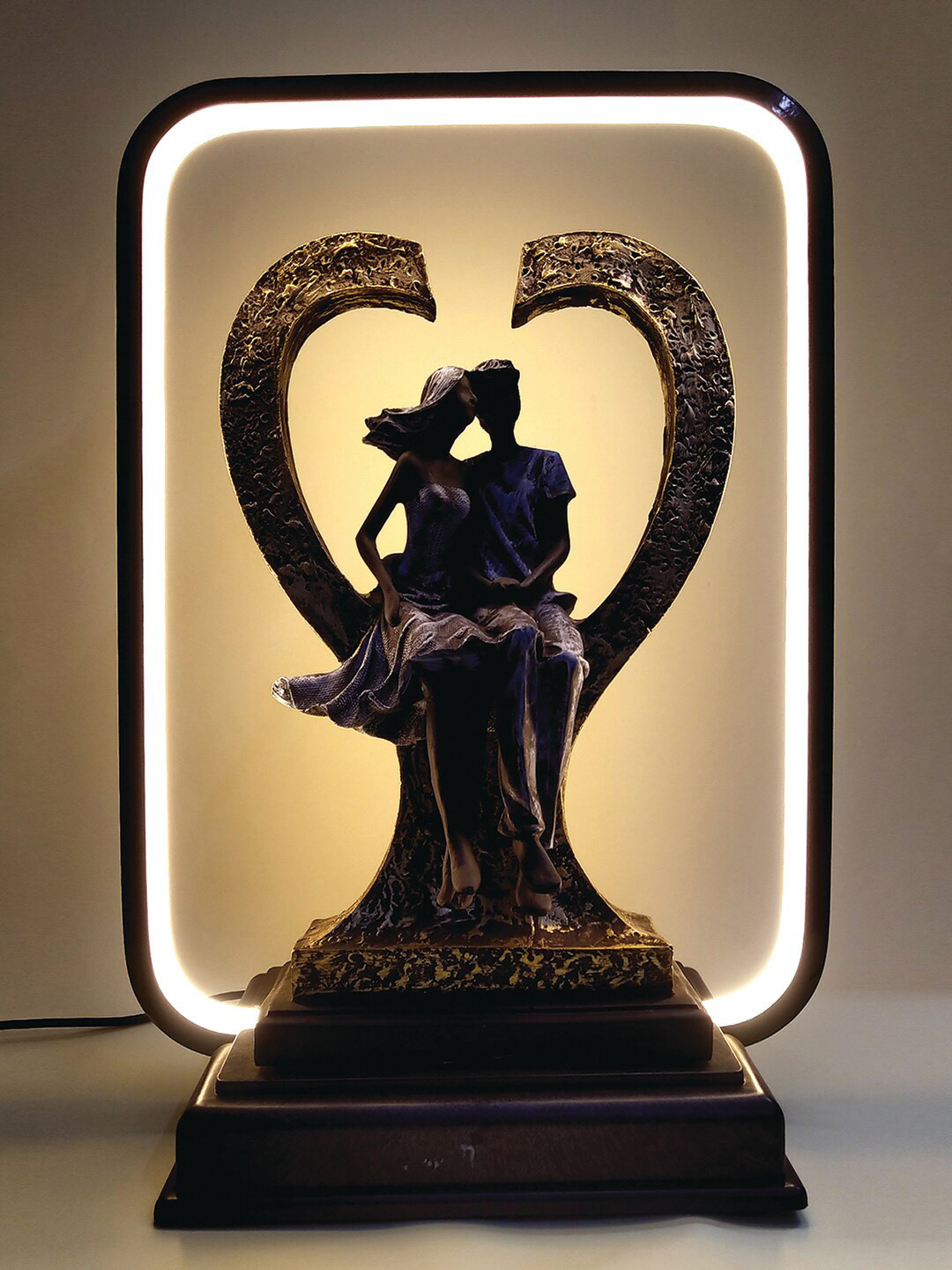 Buy WENS Black Couple Decorative Statue With LED Light - Showpieces for ...