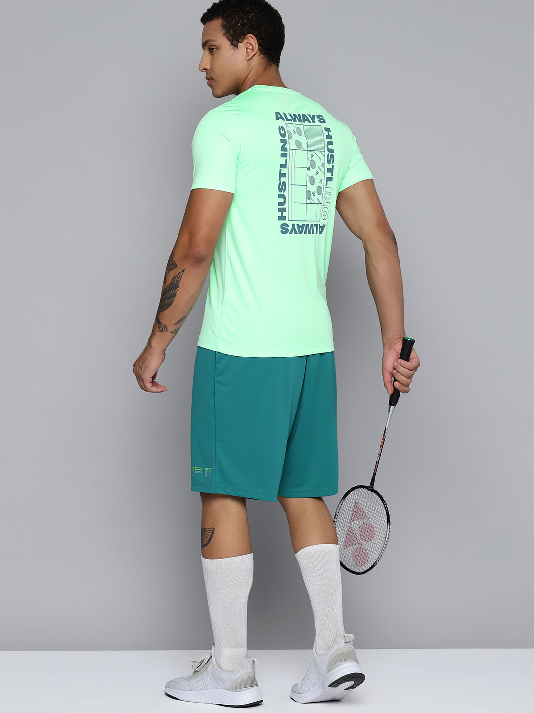 Buy HRX By Hrithik Roshan Typography Printed Rapid Dry Badminton T ...