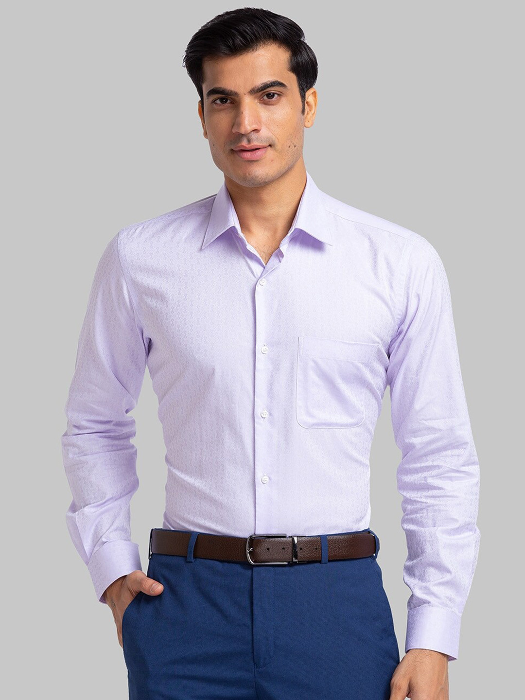 Buy Raymond Contemporary Fit Micro Ditsy Printed Pure Cotton Formal ...