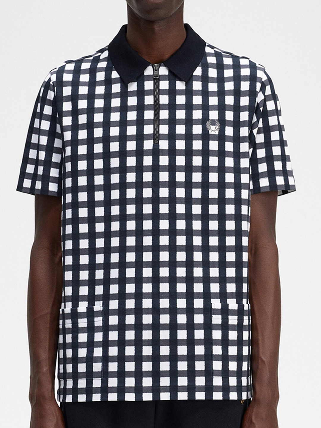 Buy Fred Perry Checked Monochrome Polo Collar Cotton T Shirt - Tshirts ...