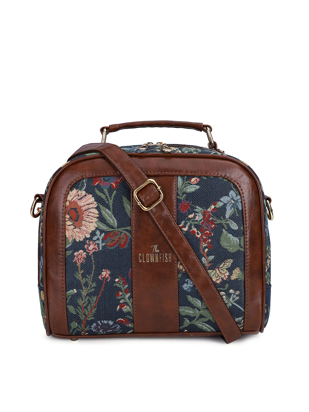 Buy THE CLOWNFISH Floral Printed Leather Structured Sling Bag ...
