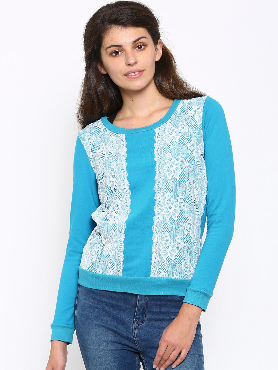 Buy Mystere Paris Women Blue Solid Sweatshirt - Sweatshirts for Women ...