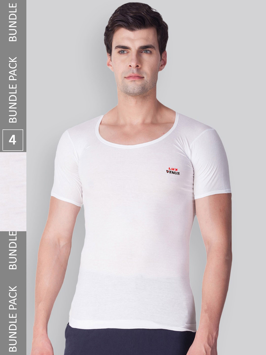 Buy LUX VENUS Men Pack Of 4 Pure Cotton Half Sleeve Undershirt Vests ...