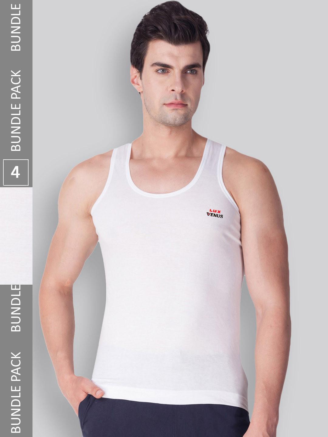 Buy LUX VENUS Pack Of 4 Pure Cotton Basic Vests - Innerwear Vests for Men 22418756 | Myntra
