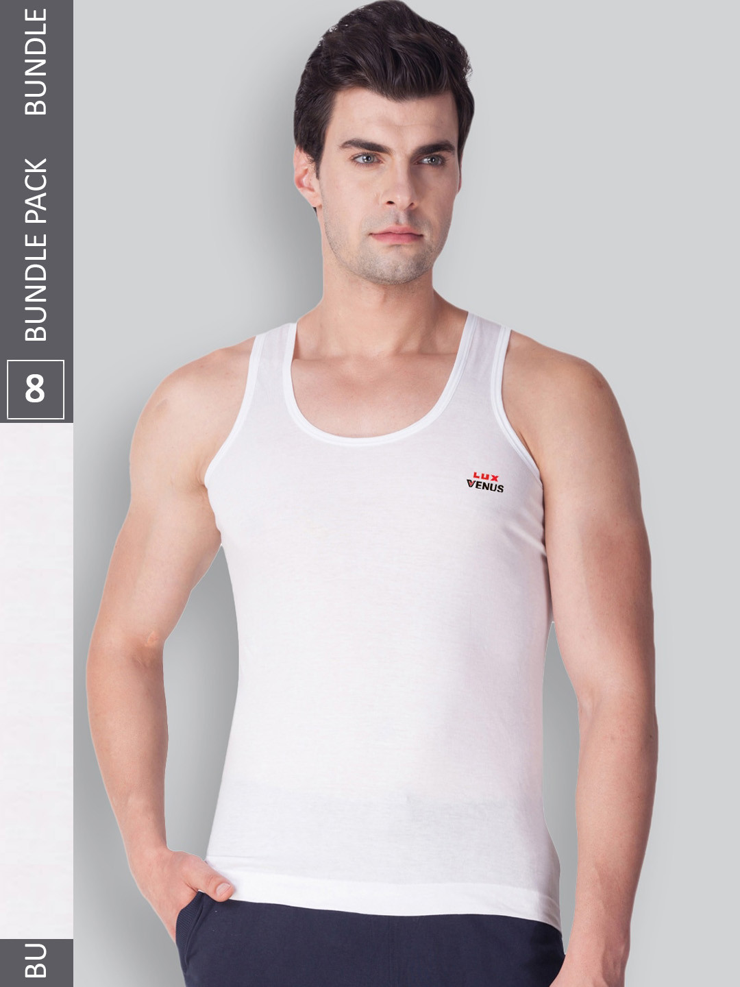 Buy LUX VENUS Pack Of 8 Pure Cotton Basic Innerwear Vest - Innerwear ...