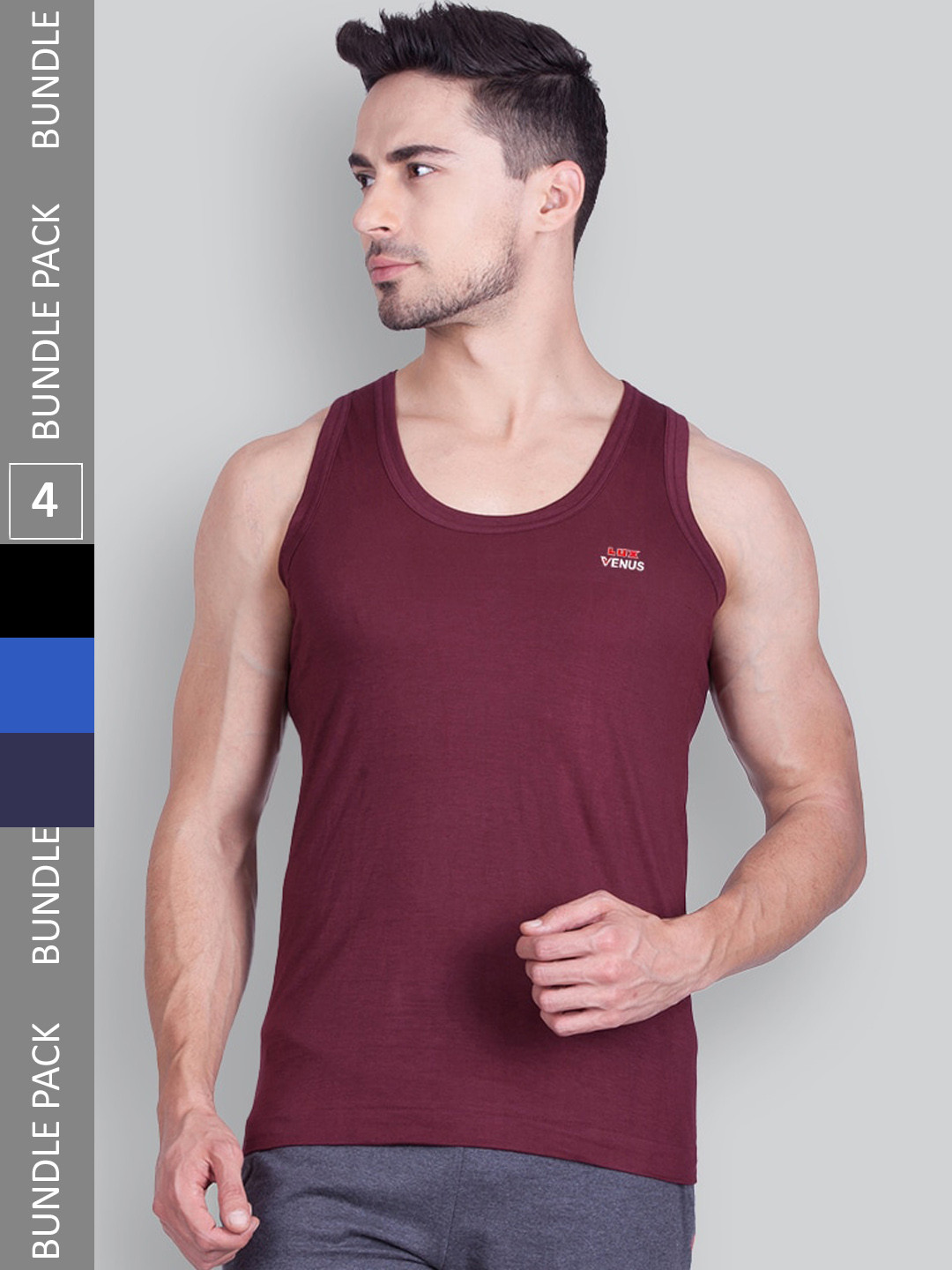 Buy LUX VENUS Pack Of 4 Assorted Innerwear Basic Vests - Innerwear ...