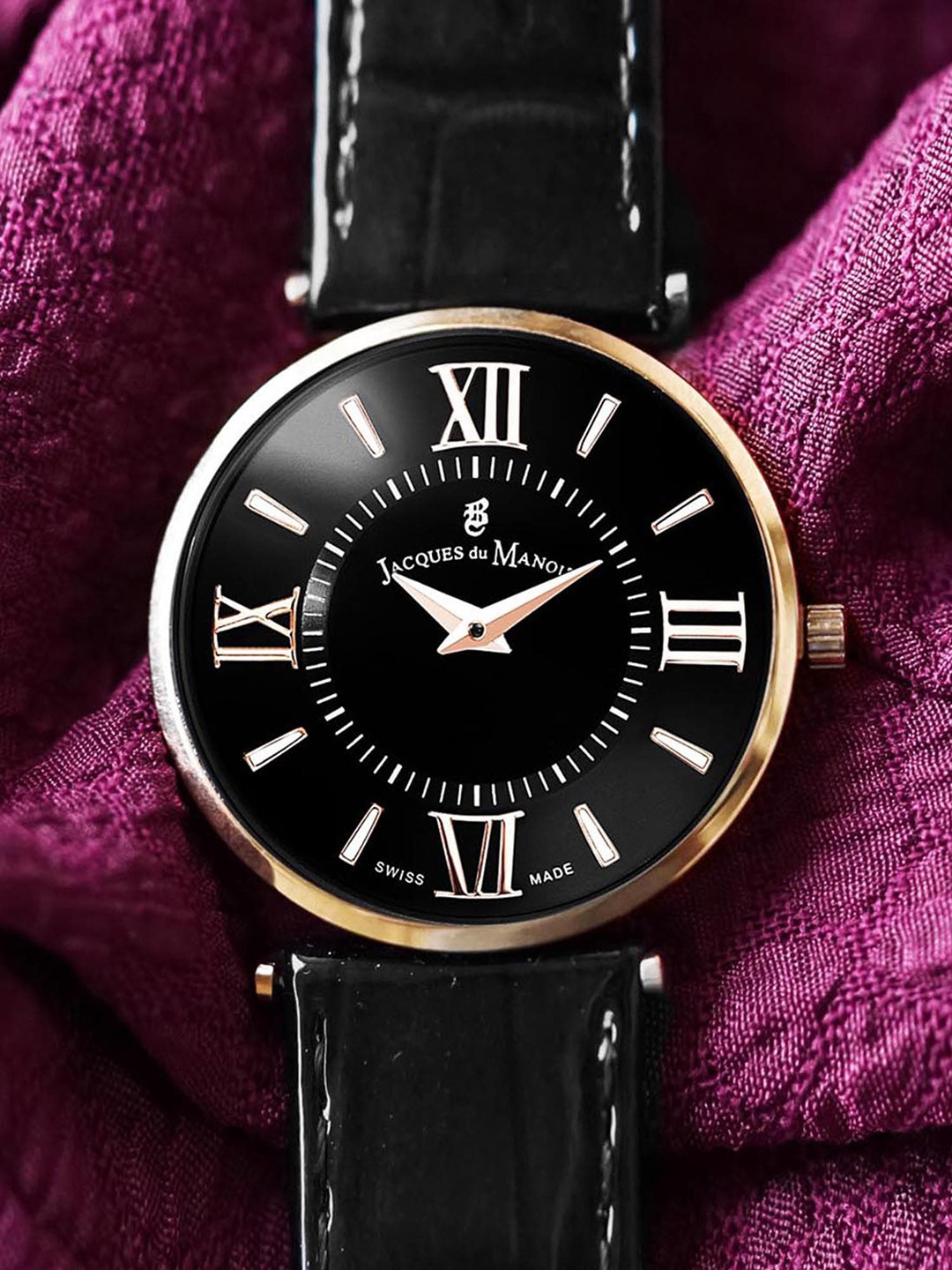 Buy JACQUES Du MANOIR Women Brass Embellished Dial & Leather Straps ...