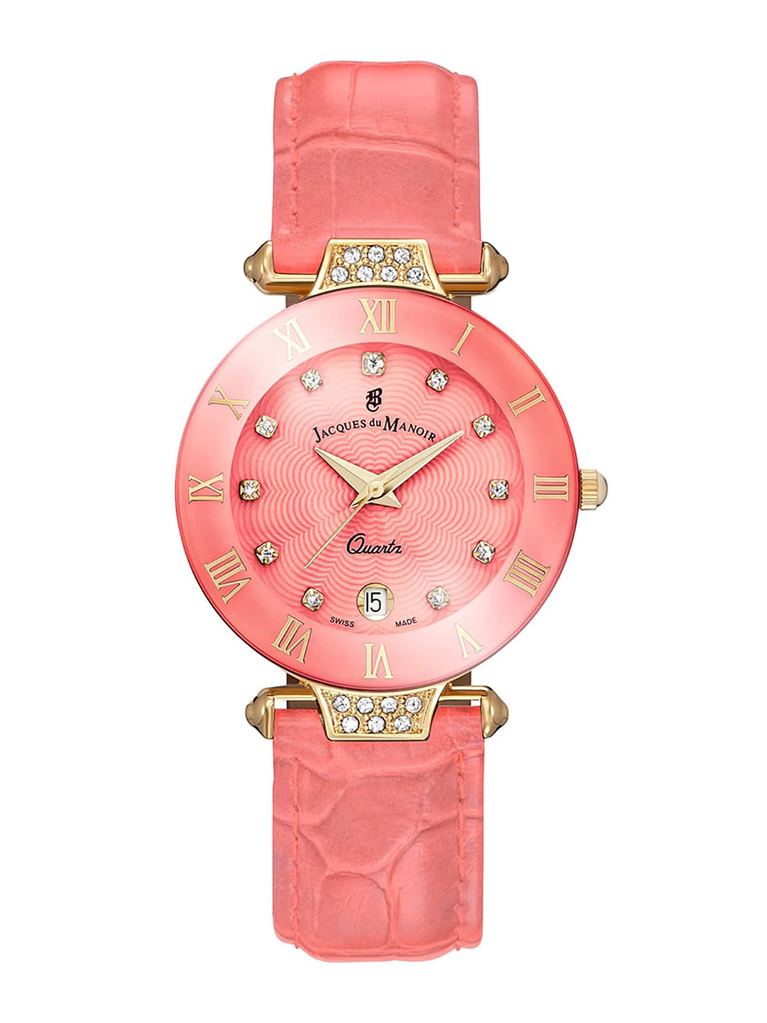 Buy JACQUES Du MANOIR Brass Embellished Dial & Leather Textured Straps ...
