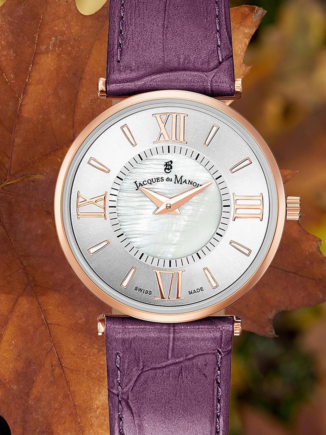 Buy JACQUES Du MANOIR Women Brass Dial & Leather Bracelet Style Straps ...