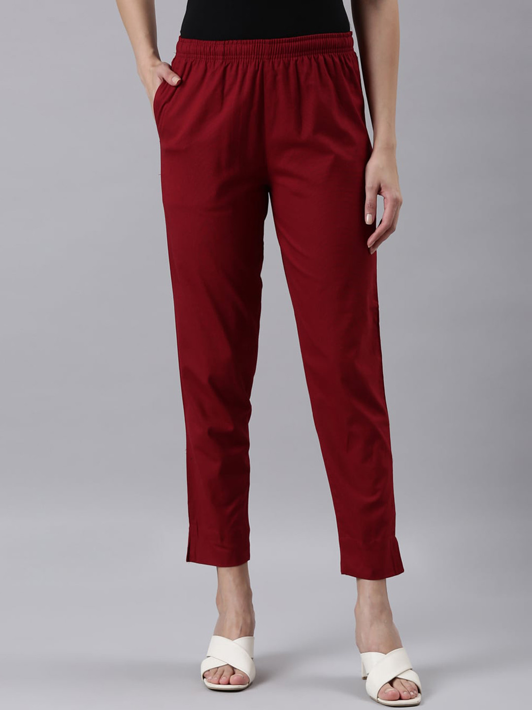 Buy Go Colors Women Relaxed Cotton Trousers - Trousers for Women ...