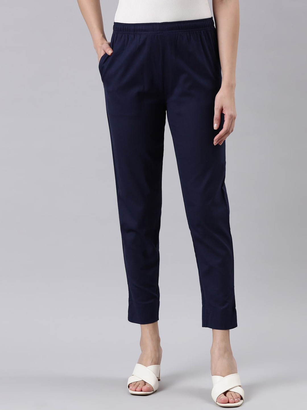 Buy Go Colors Women Relaxed Pleated Trousers - Trousers for Women ...