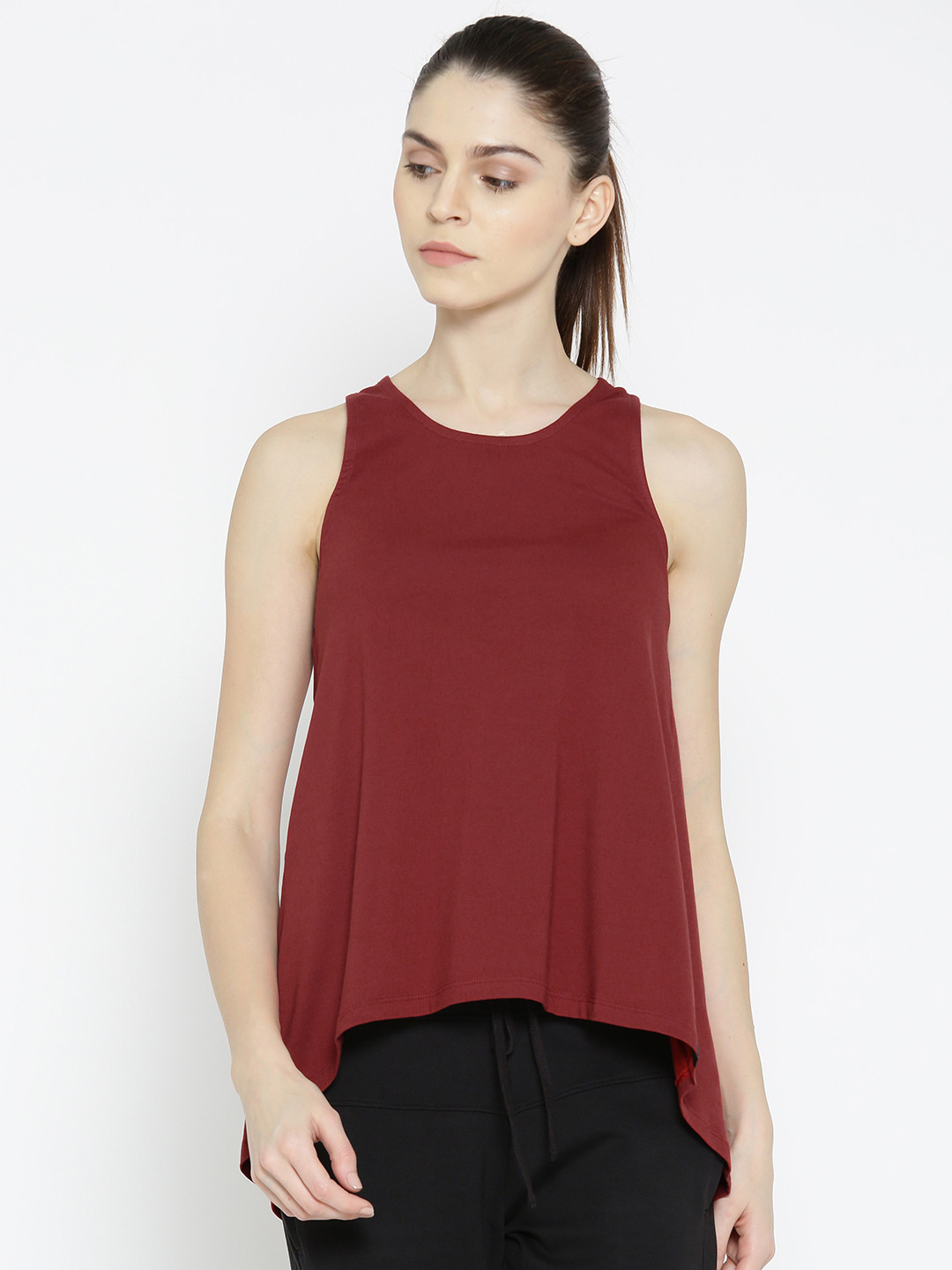 Buy SATVA Women Maroon Solid Styled Back Tank Top - Tops for Women ...
