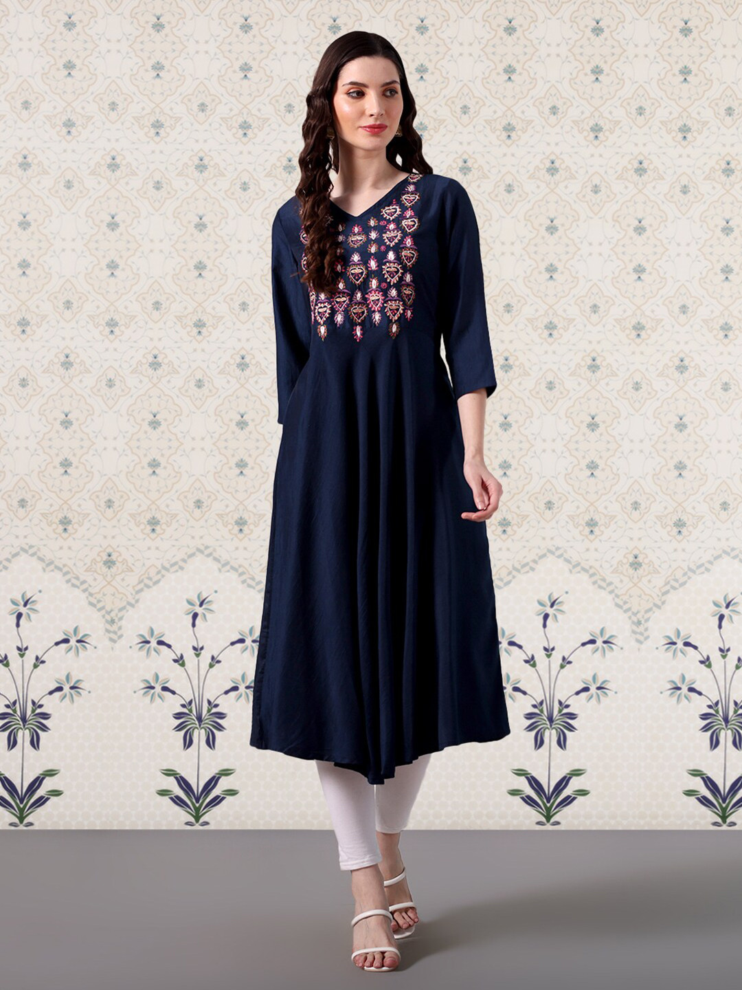Buy Ode By House Of Pataudi Ethnic Motifs Embroidered Anarkali Kurti ...