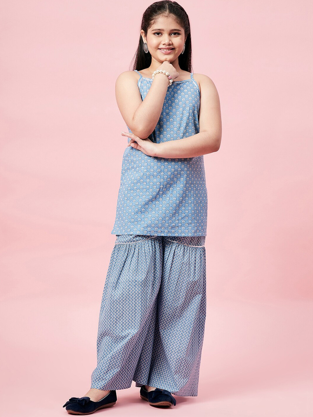 Buy Stylo Bug Girls Ethnic Motifs Printed Gotta Patti Pure Cotton Kurta ...