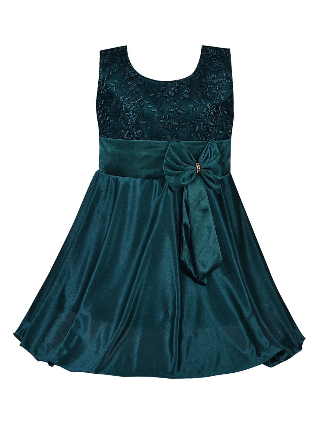 Buy Wish Karo Floral Embroidered Satin Fit & Flare Dress - Dresses for ...