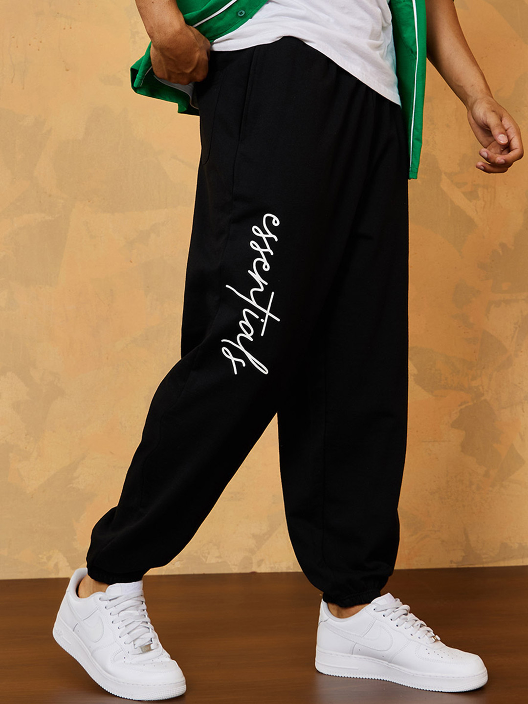 Buy Styli Men Slogan Printed Oversized Joggers With Slip Pocket - Track ...