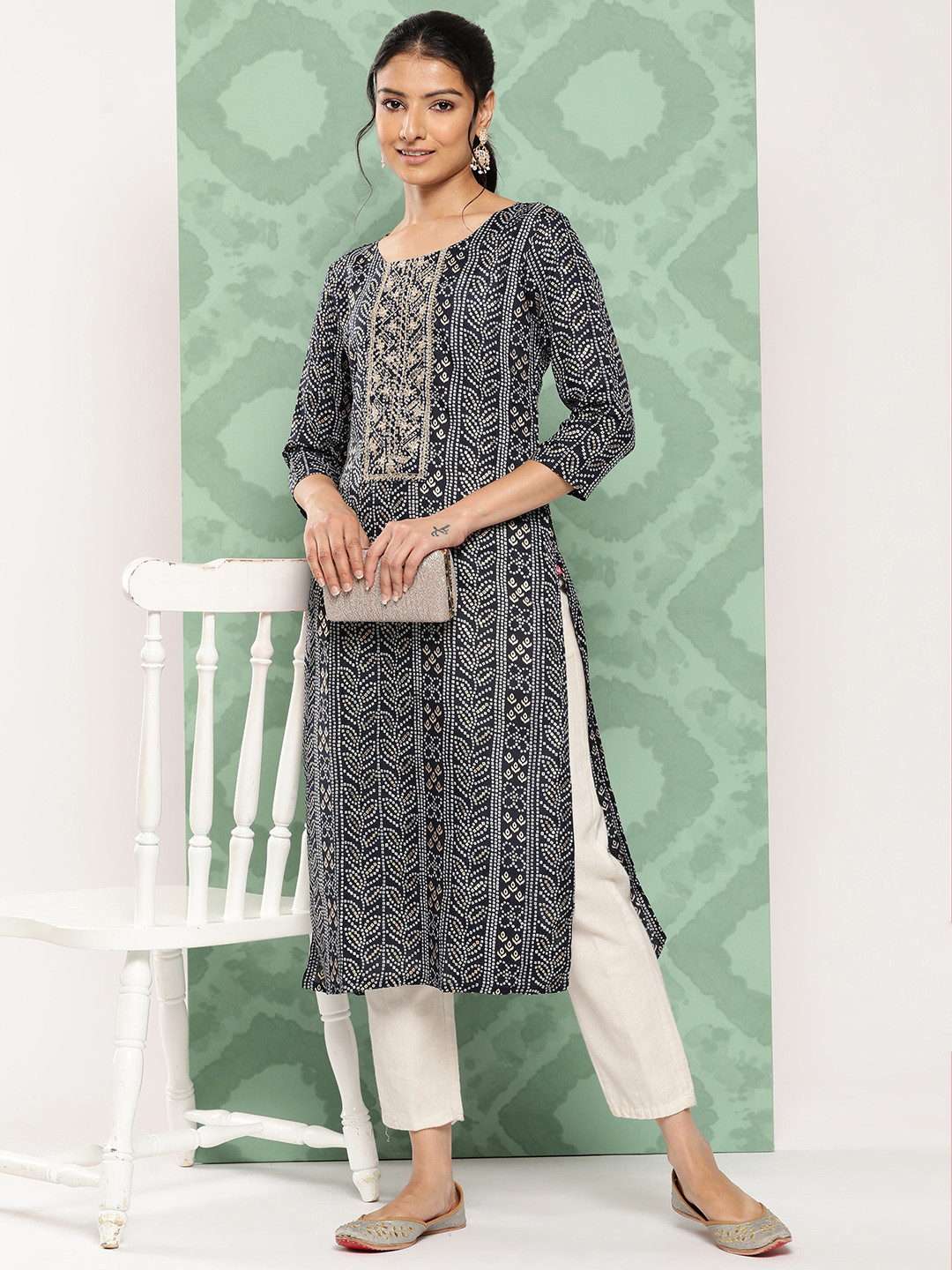 Buy Varanga Women Bandhani Printed Indie Prints Kurta - Kurtas for ...