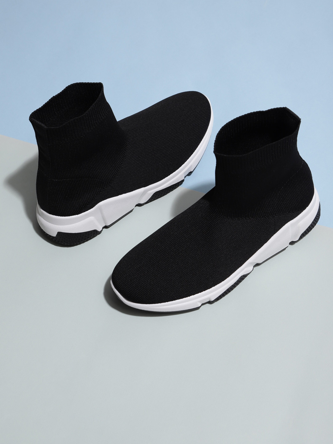 Buy Truffle Collection Women Woven Design Mid Top Slip On Sneakers ...