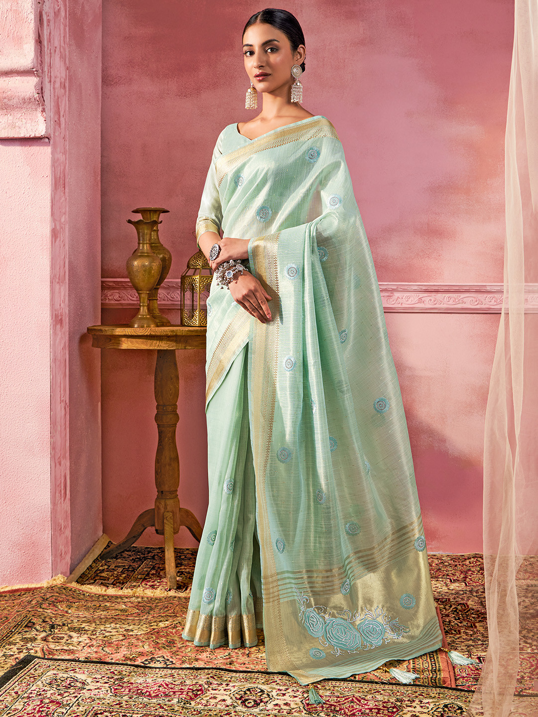Buy Soch Woven Design Zari Tissue Kota Saree - Sarees for Women ...