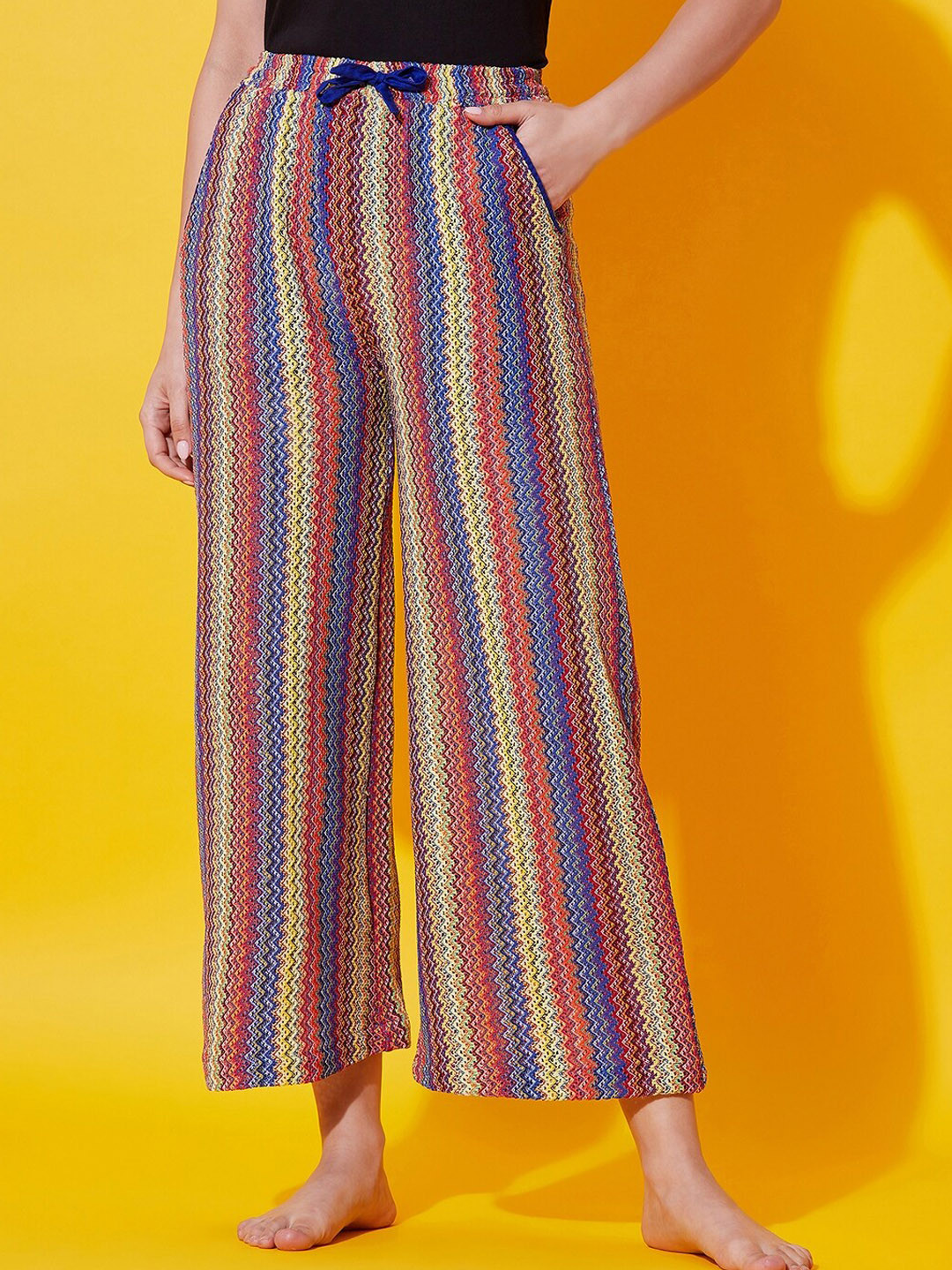 Buy The Kaftan Company Women Striped Flared High Rise Lounge Pants Buy The Kaftan Company Women Striped Flared High Rise Lounge Pants