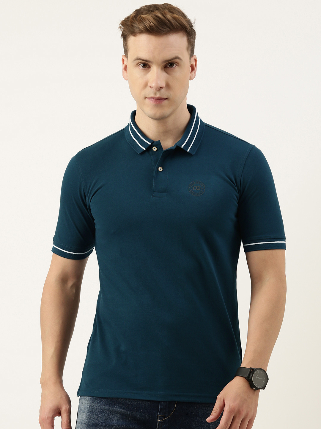 Buy Peter England Polo Collar Slim Fit T Shirt - Tshirts for Men ...