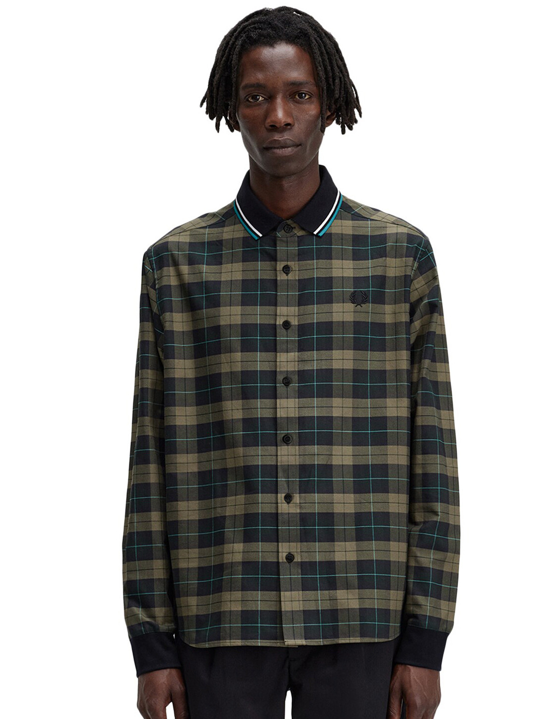 Buy Fred Perry Tartan Checked Spread Collar Pure Cotton Casual Shirt ...