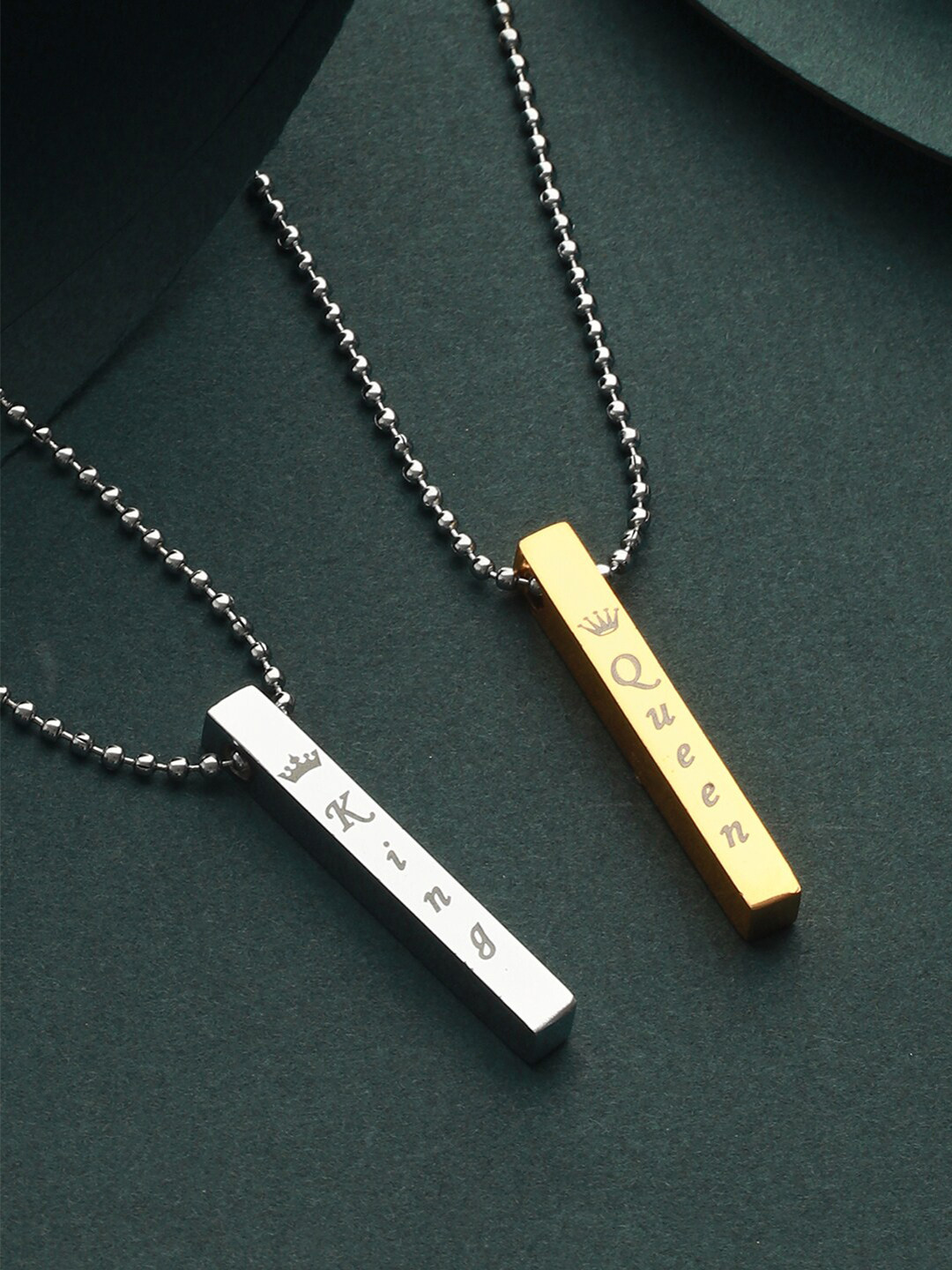 Buy Priyaasi Set Of 2 Silver Plated Couples Pendant Chains - Necklace ...