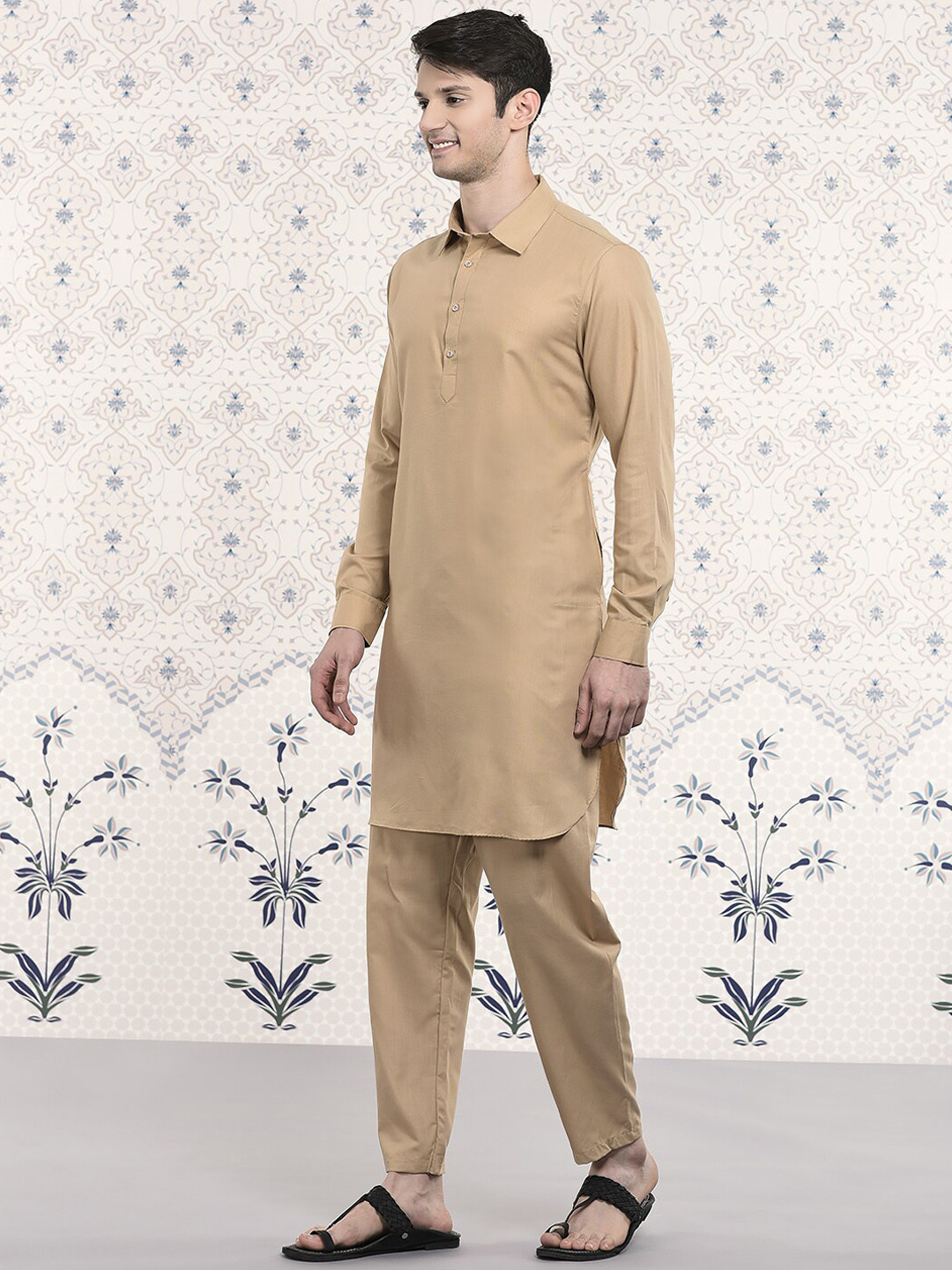 Buy Ode By House Of Pataudi Shirt Collar Kurta With Pyjamas - Kurta ...