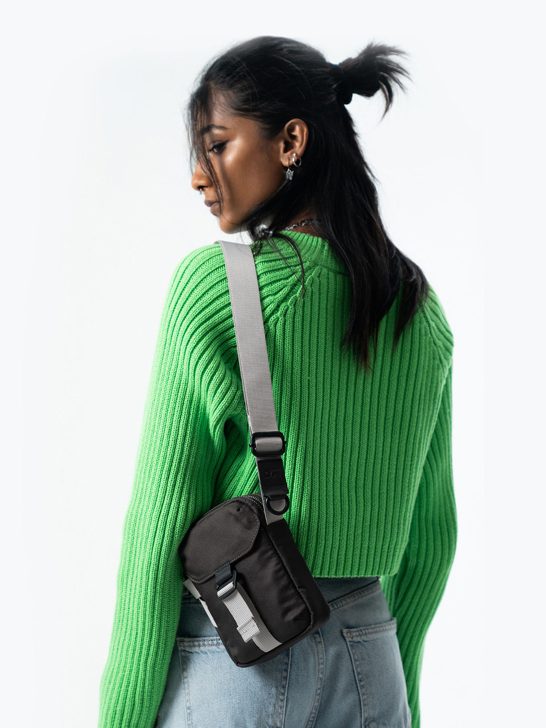 Buy DailyObjects Charcoal Recycled Cobble Phone Messenger Bag ...