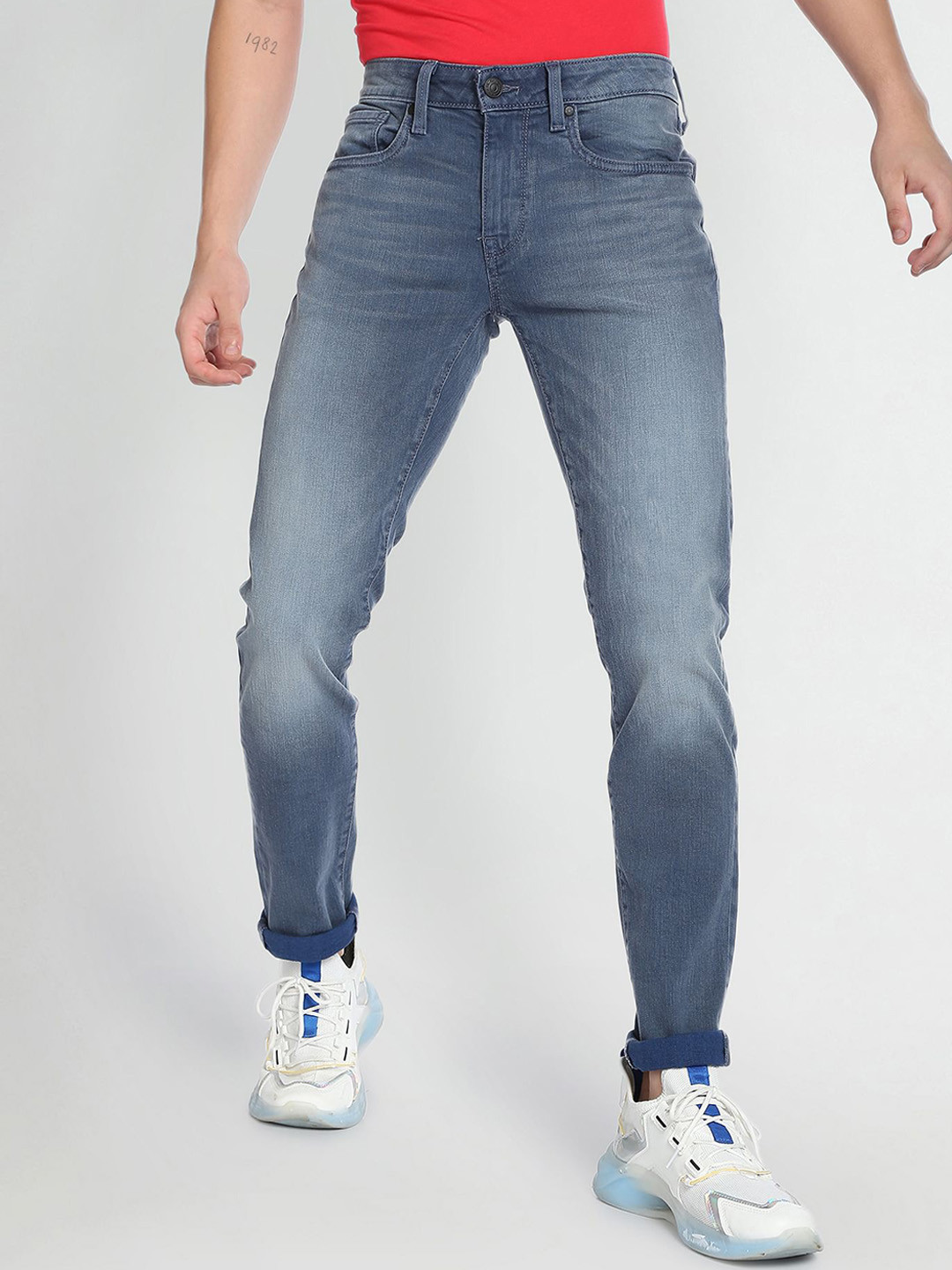 Buy Flying Machine Men Super Skinny Fit Low Distress Heavy Fade Jeans ...