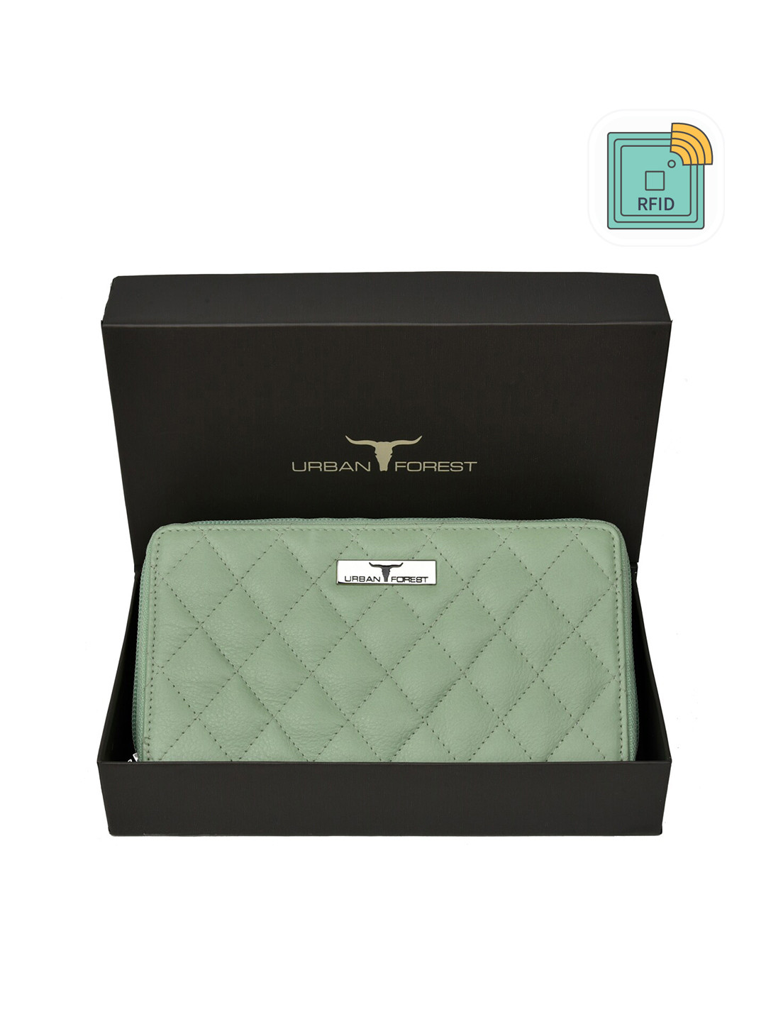 Buy URBAN FOREST Women Geometric Textured Leather Zip Around Wallet ...