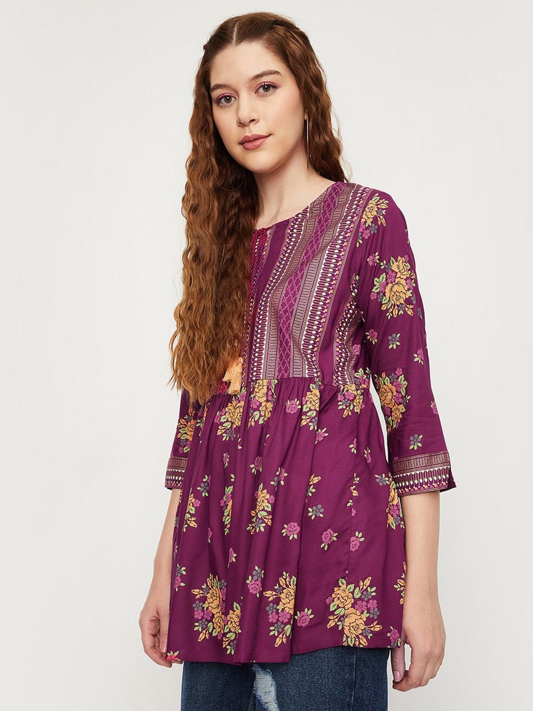 Buy Max Floral Printed Tunic With Gathers - Tunics for Women 22454650 ...