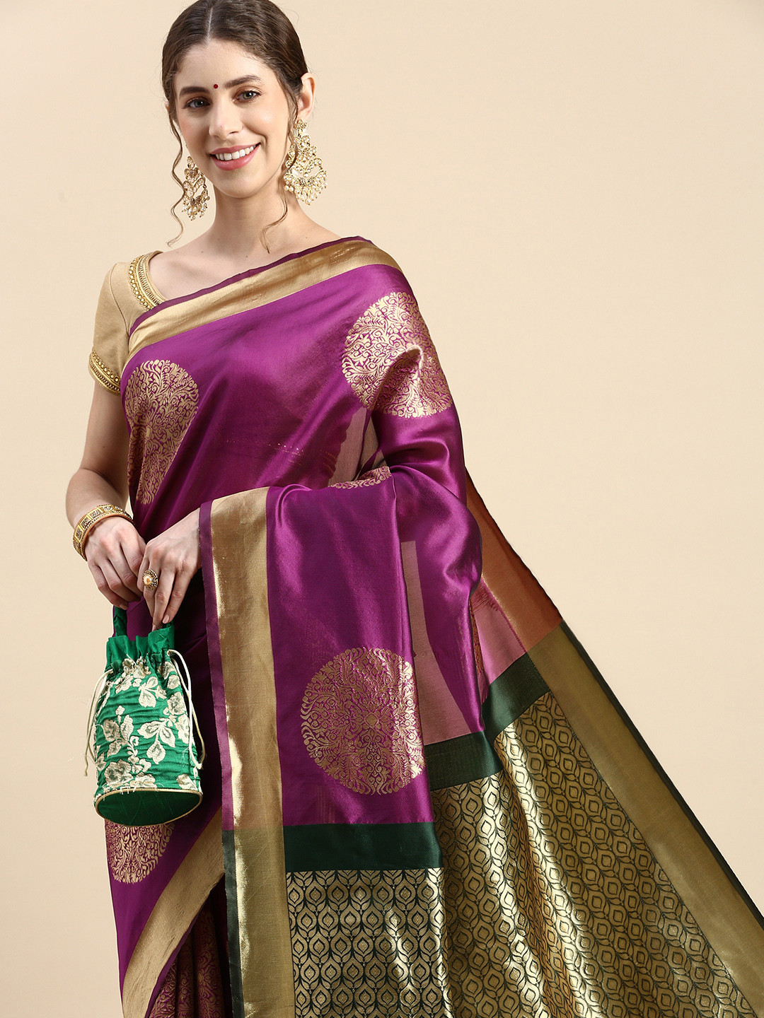 Buy SHANVIKA Ethnic Motifs Zari Art Silk Banarasi Saree - Sarees for ...