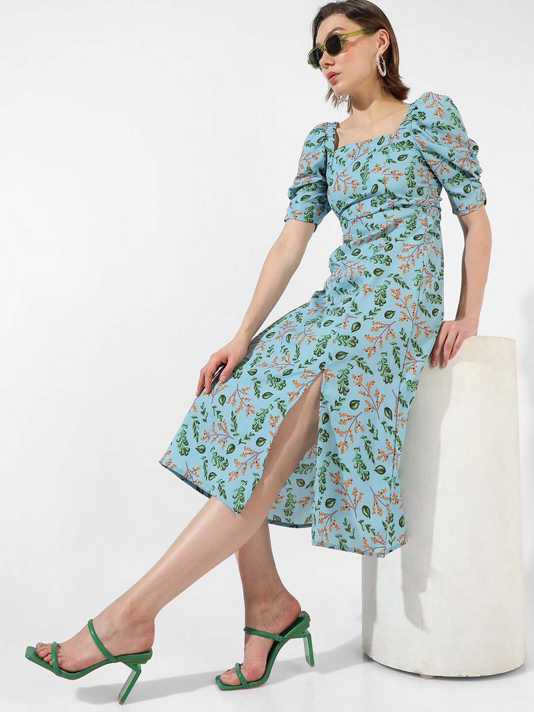 Buy Campus Sutra Blue Floral Midi Dress - Dresses for Women 22456878 ...