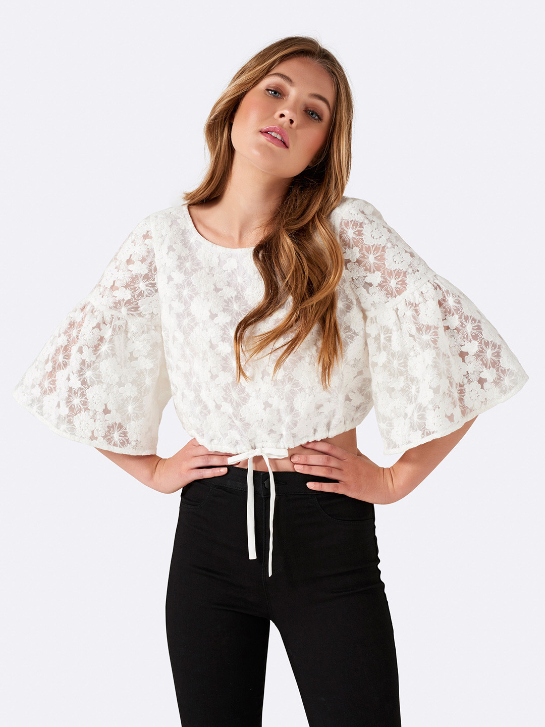 Buy Forever New Women White Self Design Top - Tops for Women 2245740 ...