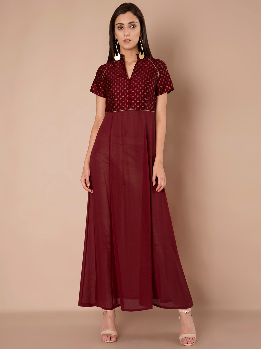 Buy INDYA Women Maroon Solid A Line Kurta - Kurtas for Women 2245775 ...