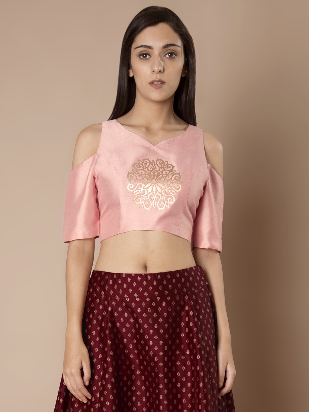 Buy Indya Women Pink Solid Crop Top Tops For Women 2245786 Myntra